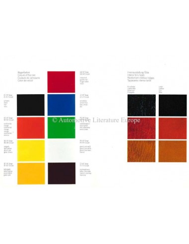 1977 PORSCHE 911 CARRERA / TURBO COLOUR CHART BROCHURE